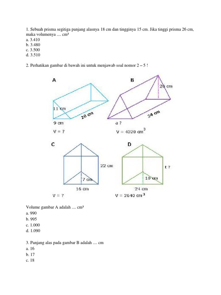 Soal Volume Prisma Segitiga Kelas 6 | PDF | Metode & Bahan Ajar | Griya ...