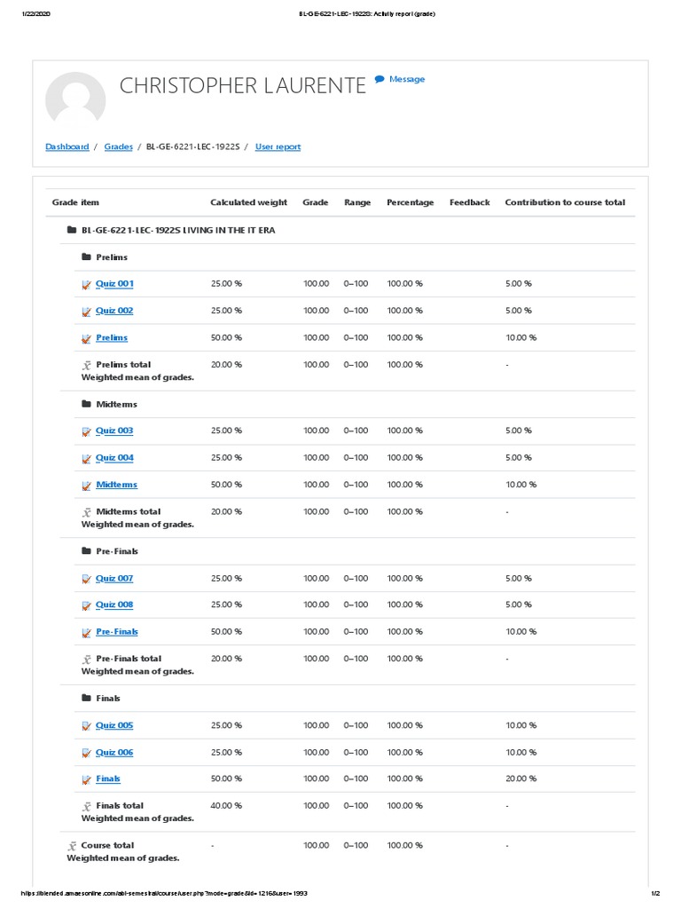 BL-GE-6221-LEC-1922S - Activity Report (Grade) | PDF | Computing And ... BL-GE-6221-LEC-1922S - Activity Report (Grade) | PDF | Computing And ...