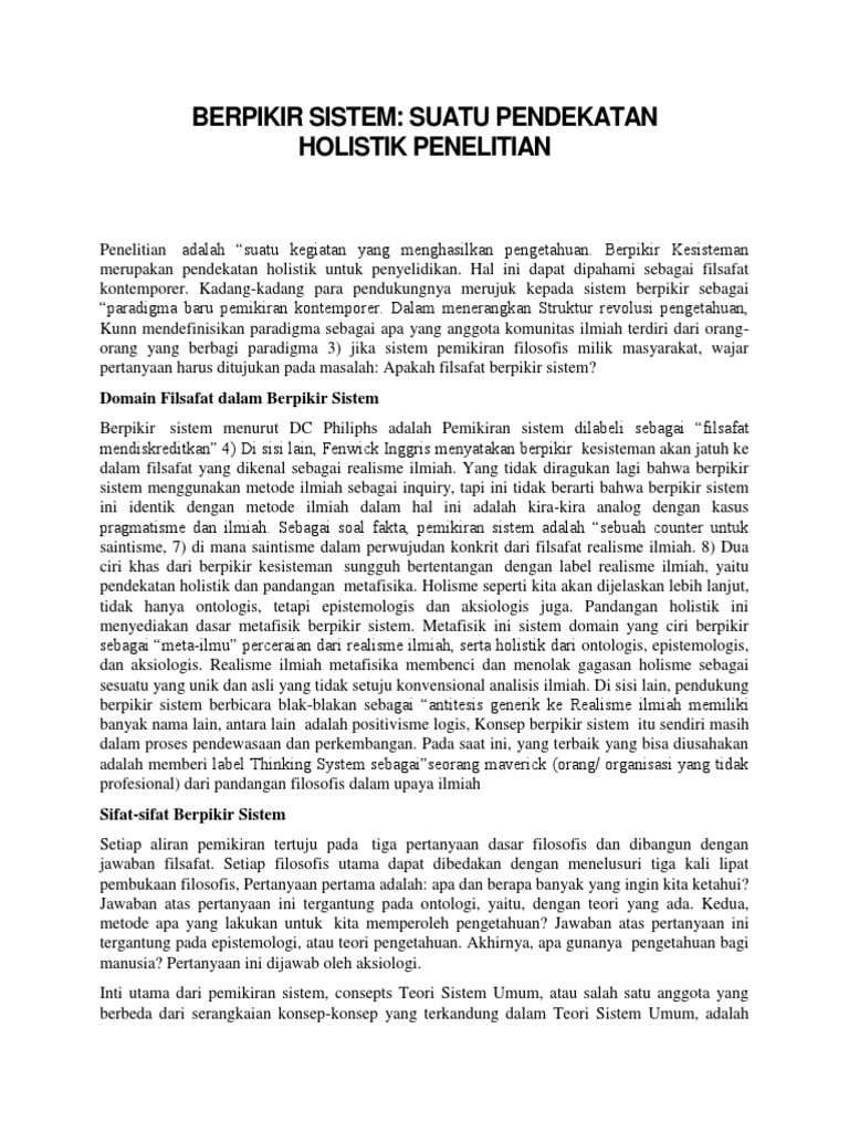 Definisi dan Pendekatan Berpikir Sistem | PDF