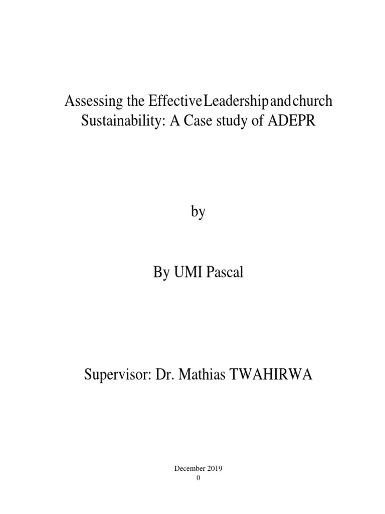 Assessing Effective Leadership and Church Sustainability: Exploring ...