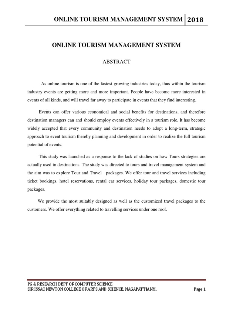 4-Tourism Management System - DURGA - FINAL | PDF | Relational Database ...