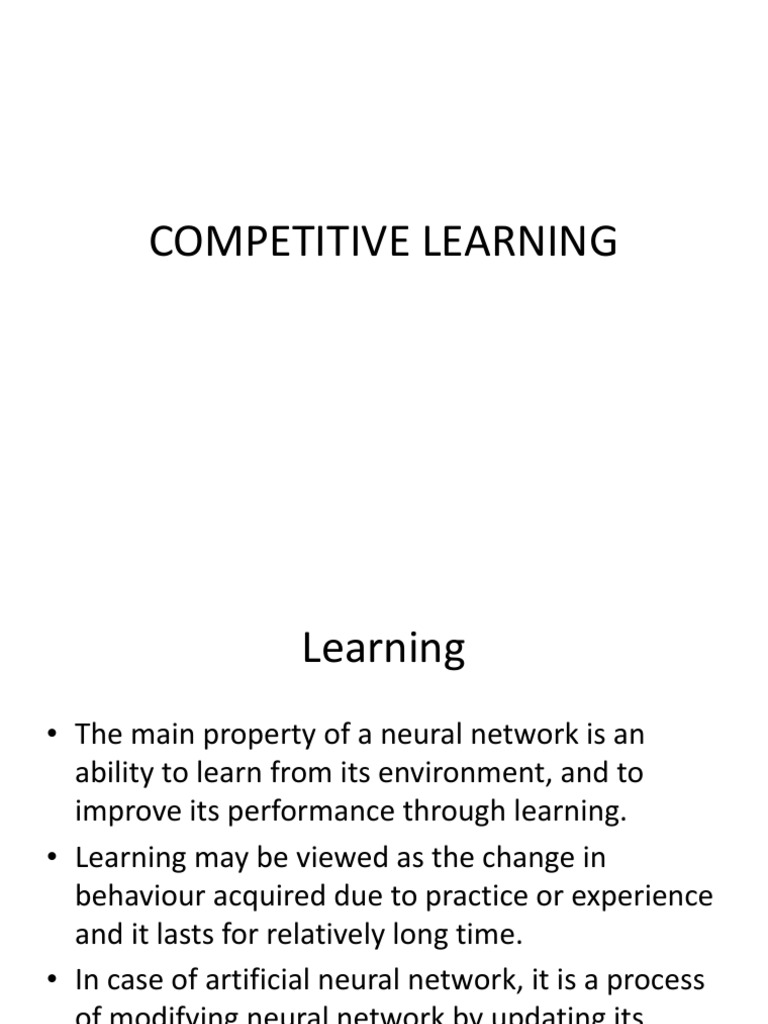 COMPETITIVE LEARNING | PDF | Artificial Neural Network | Cognitive ...