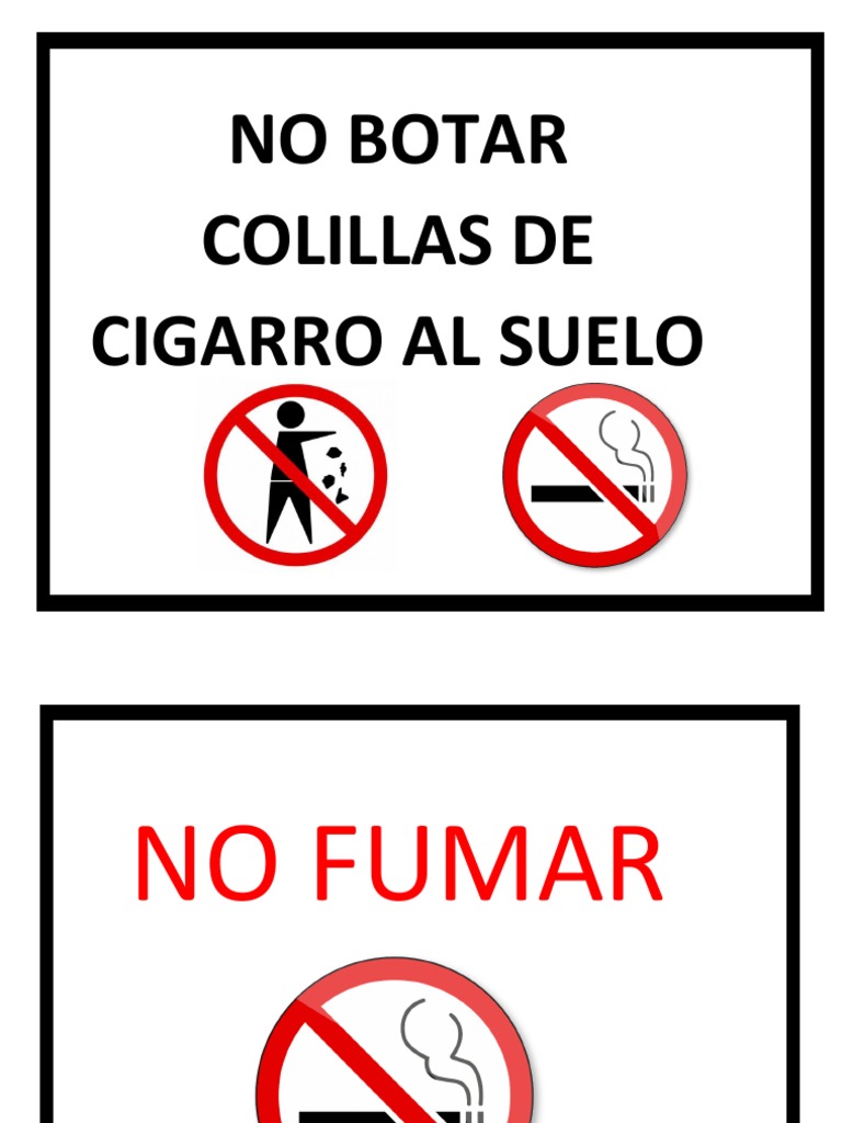 Letrero NO BOTAR COLILLAS DE CIGARRO AL SUELO | PDF