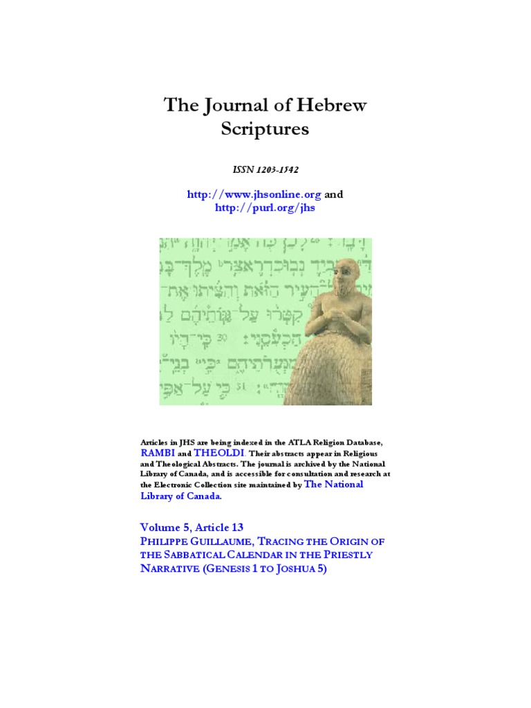 Tracing The Origin of The Sabbatical Calendar in The Priestly | PDF ...