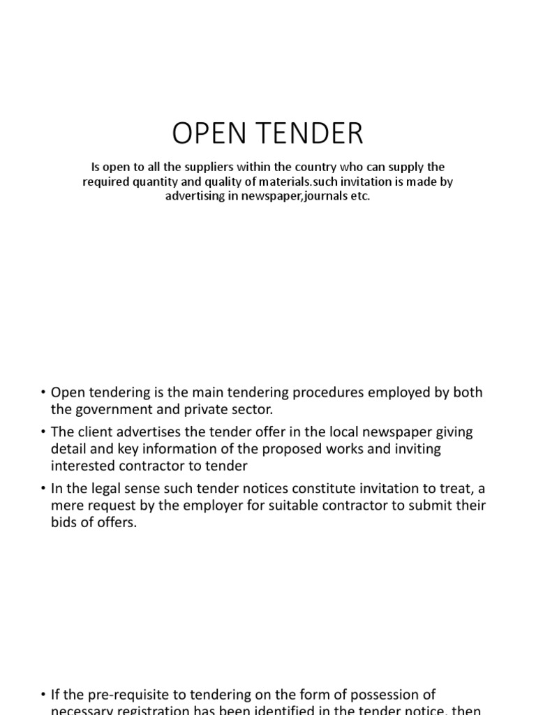 Open Tender | PDF | Negotiation | Employment