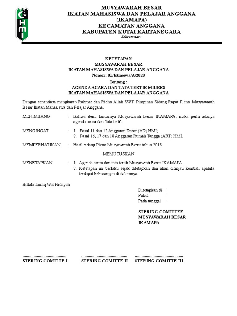 Draft Ketetapan Mubes Ikamapa NEW | PDF