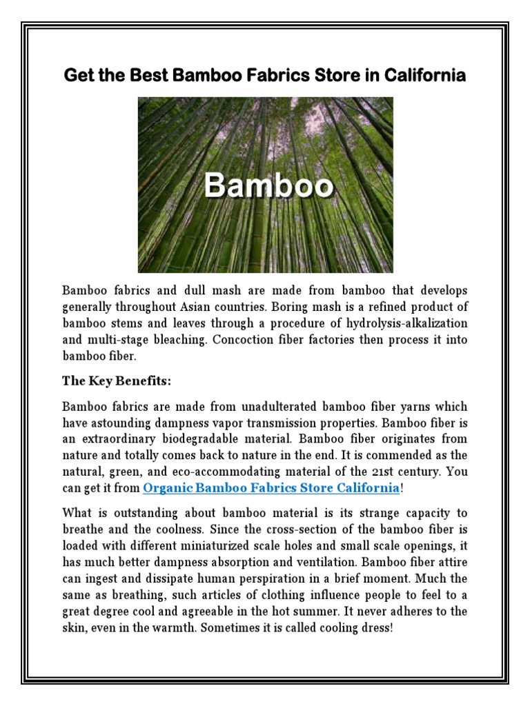 Get The Best Bamboo Fabrics Store in California | PDF