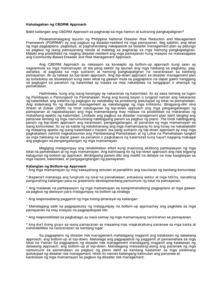 Kahalagahan NG CBDRM Approach | PDF