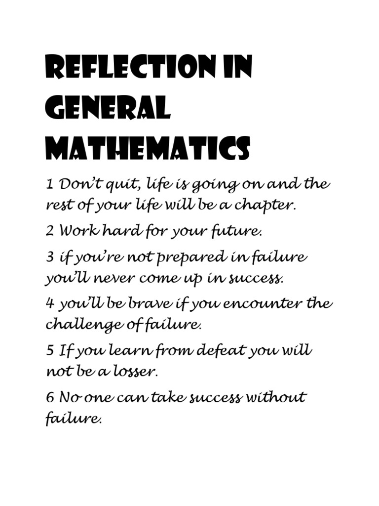 Reflection on General Mathematics Challenges | PDF | Self-Improvement
