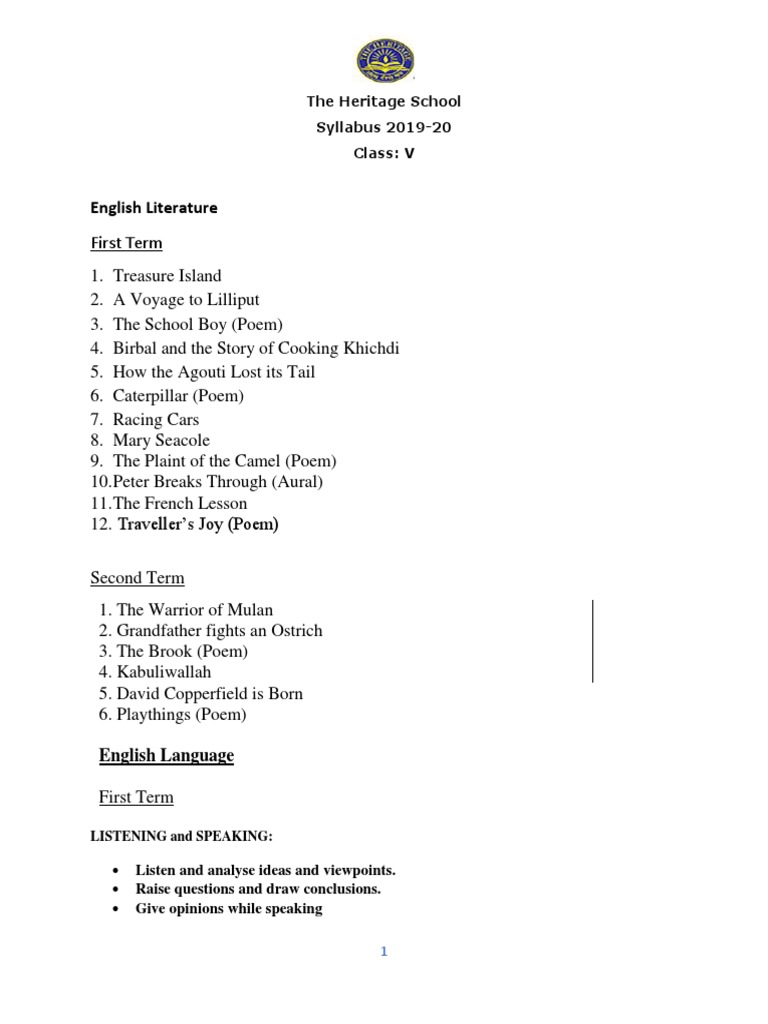 Syllabus Class 5 - 2019-20 | PDF | Scratch (Programming Language ...