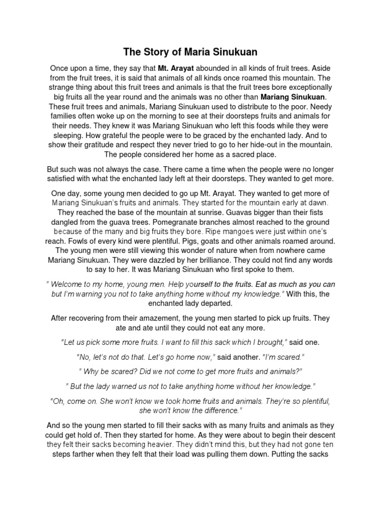 The Story of Maria Sinukuan | PDF