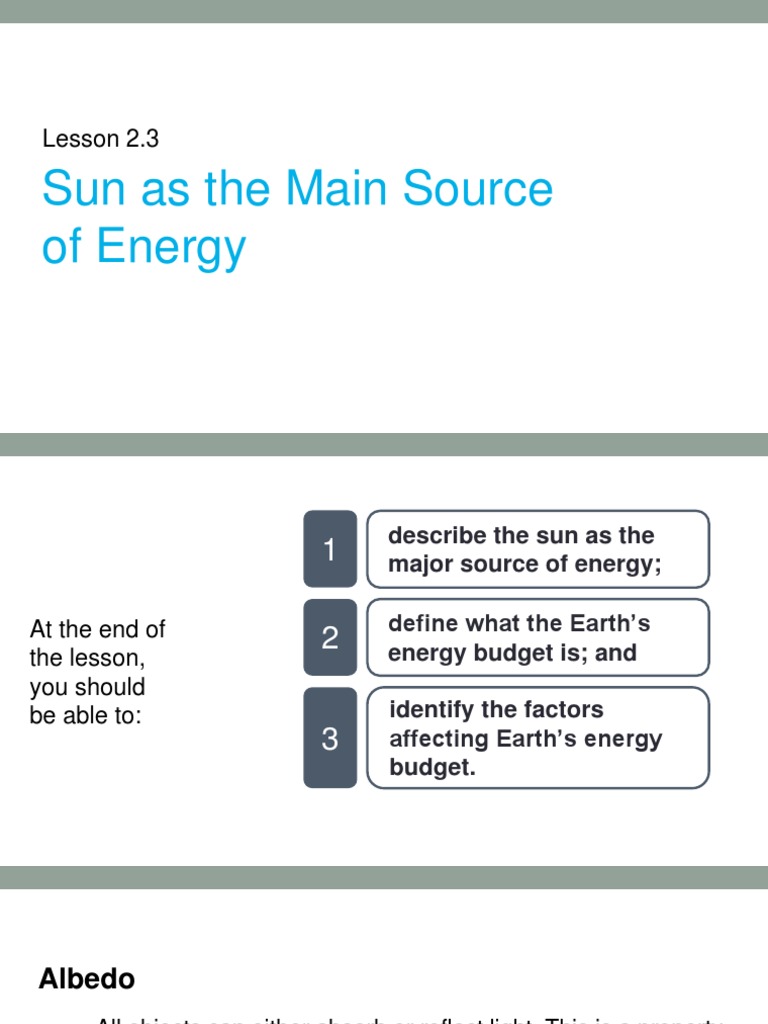 Earth and Life Science SHS 2.3 Sun As The Main Source of Energy | PDF