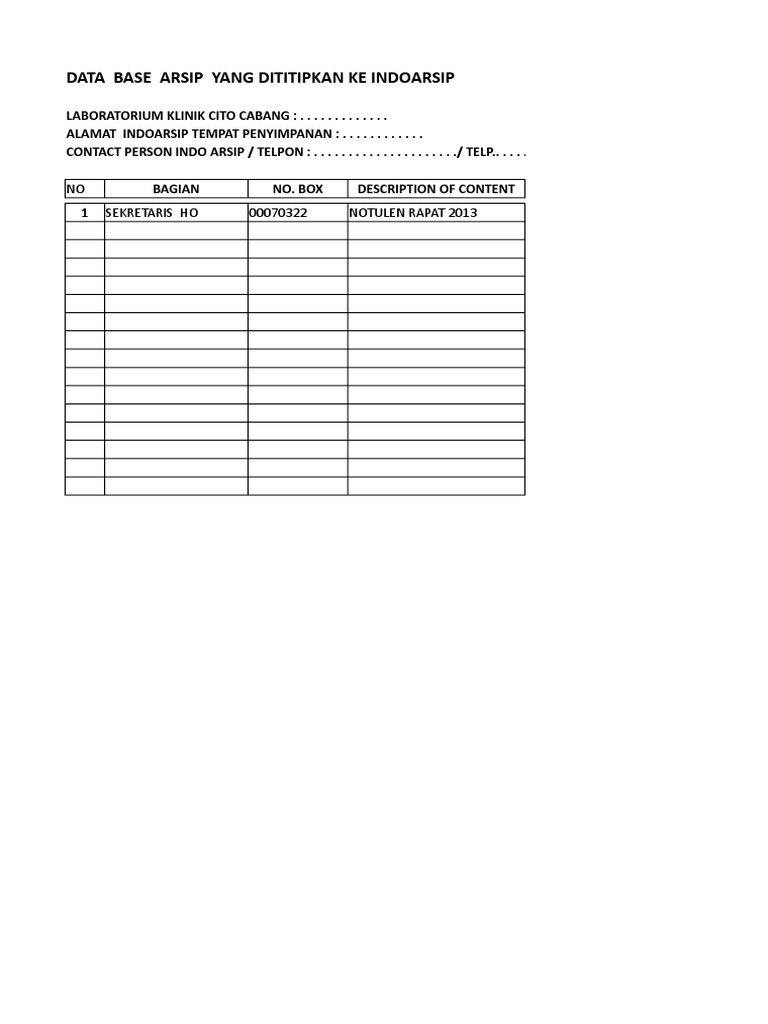 Form Data Indo Arsip | PDF | Sains & Matematika | Teknologi & Rekayasa