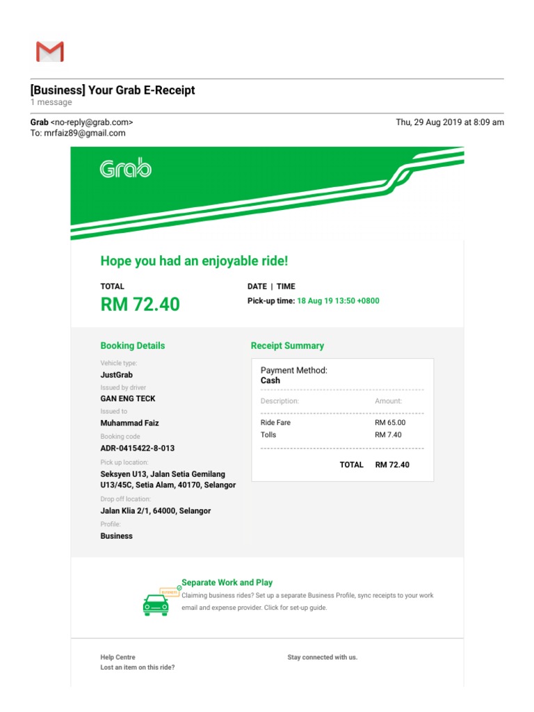 Gmail - (Business) Your Grab E-Receipt | PDF