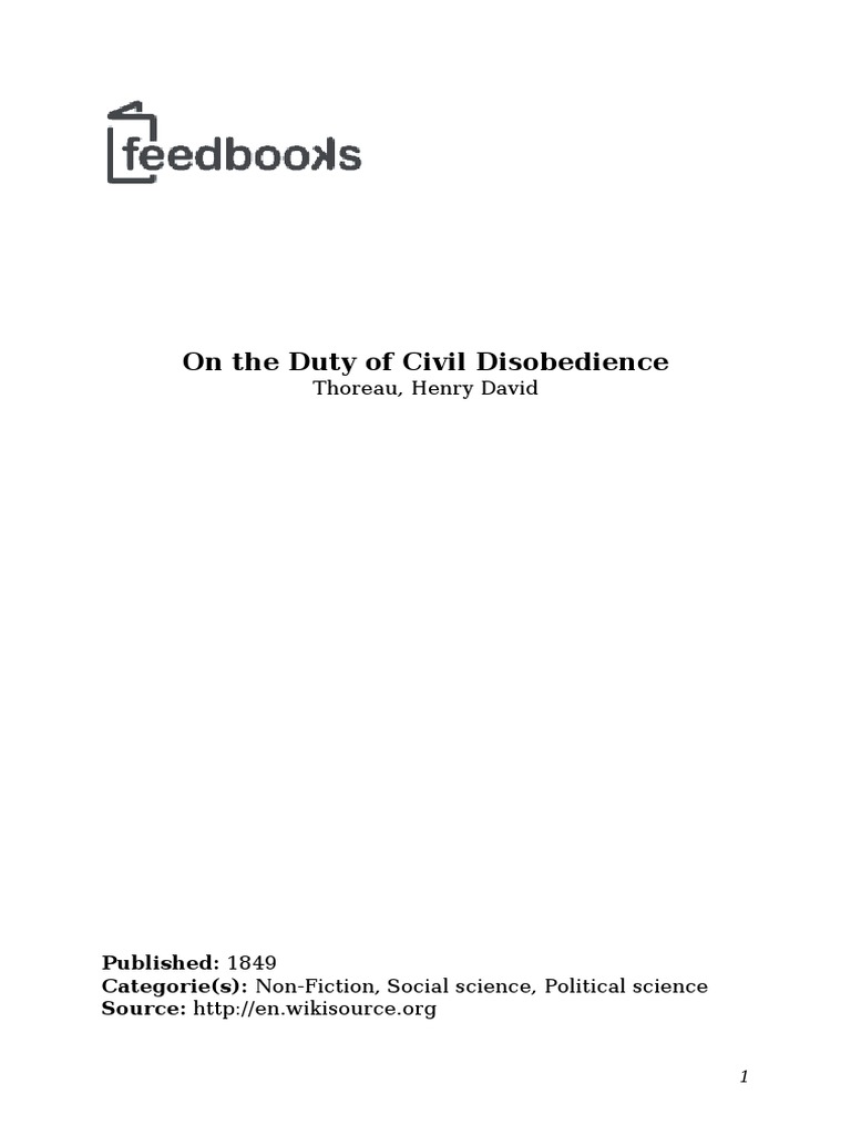 Thoreau Civil Disobedience | PDF | Henry David Thoreau | Civil ...