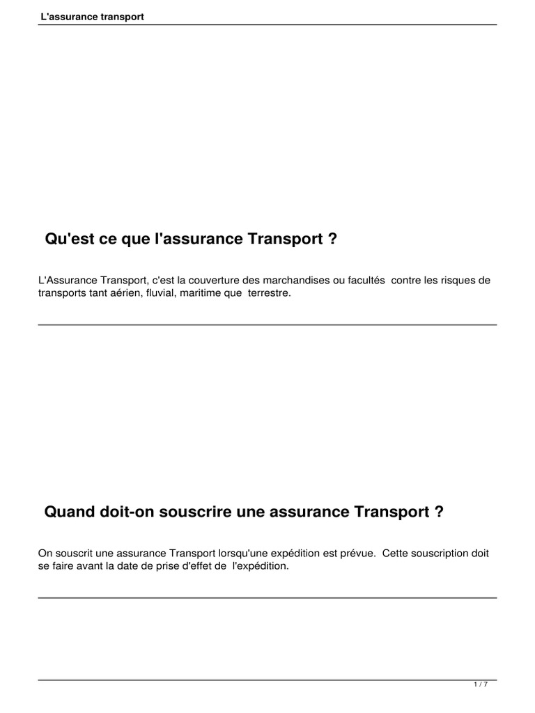 Lassurance Transport | PDF | Assurance | Transport