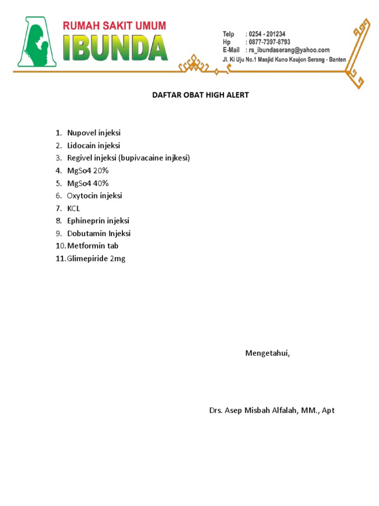 Daftar Obat High Alert | PDF