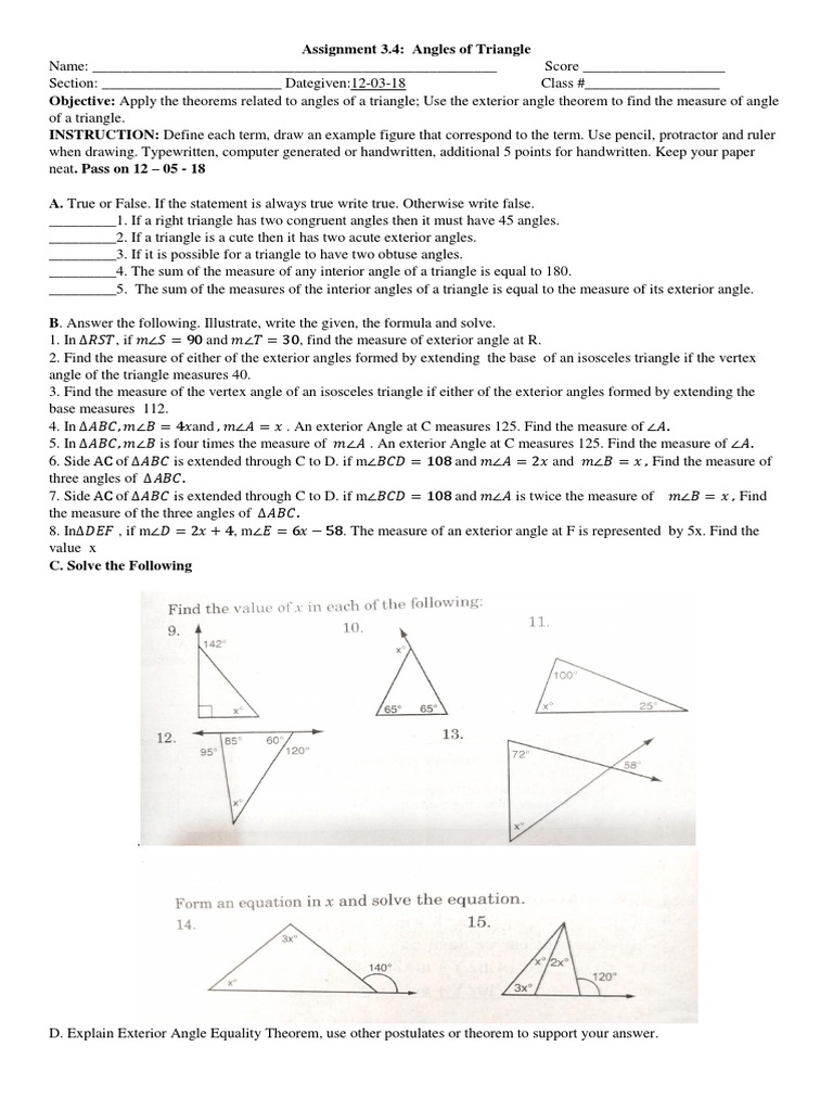 Assignment 3.4 Angles of Triangle | PDF