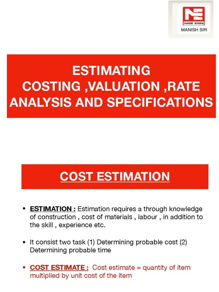 Estimation and Costing New by Made Easy | PDF | Depreciation | Specification (Technical Standard)