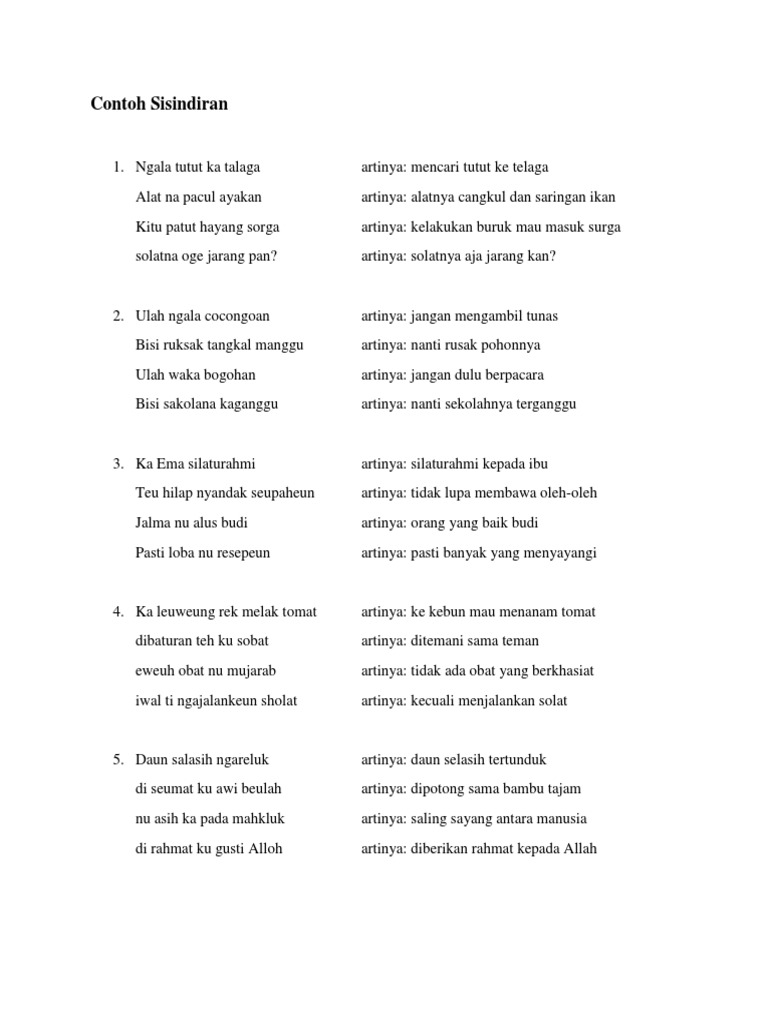 Contoh Sisindiran | PDF