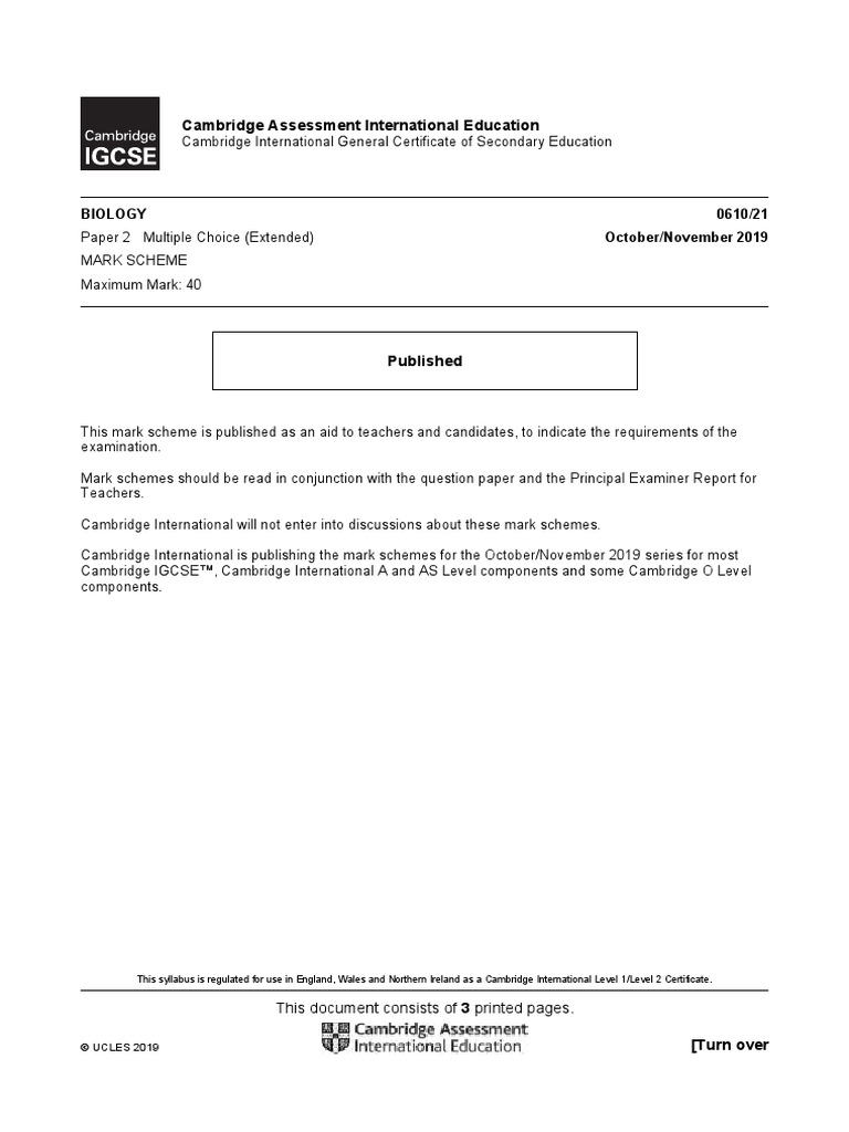 0610 w19 Ms 21 | PDF | Statistics Of Education | Learning