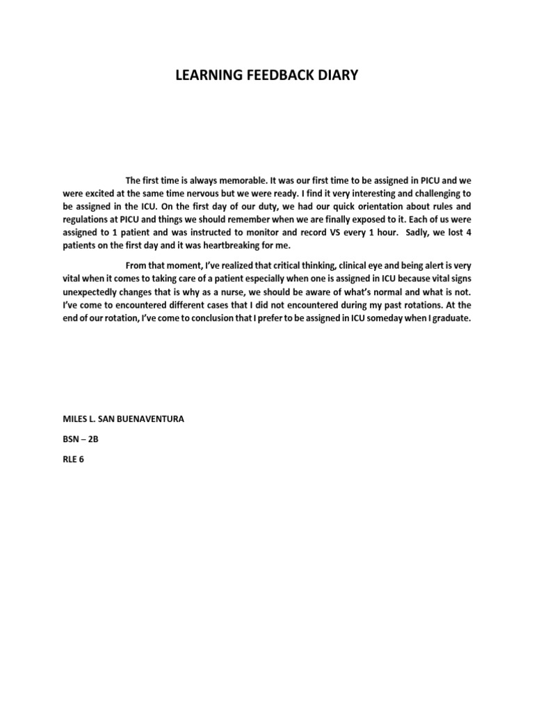 Learning Feedback Diary | PDF