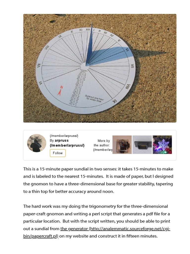 15-Minute Paper-Craft Sundial - 7 Steps (With Pictures) - Instructables ...
