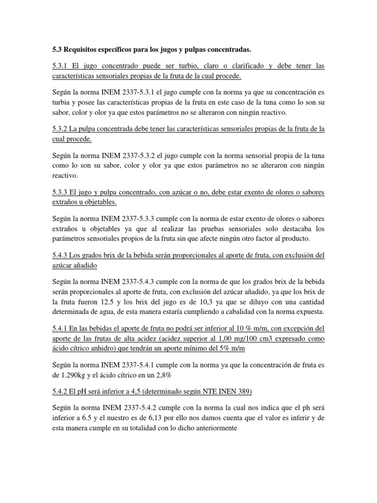 Normas INEM SI CUMPLE PH BRIX | PDF