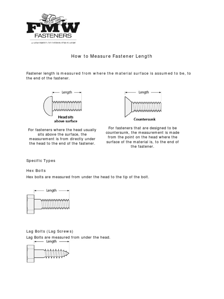 How To Measure Fastener Length | PDF