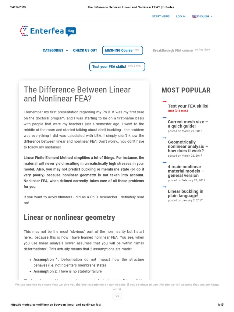 The Difference Between Linear and Nonlinear FEA | PDF | Finite Element ...