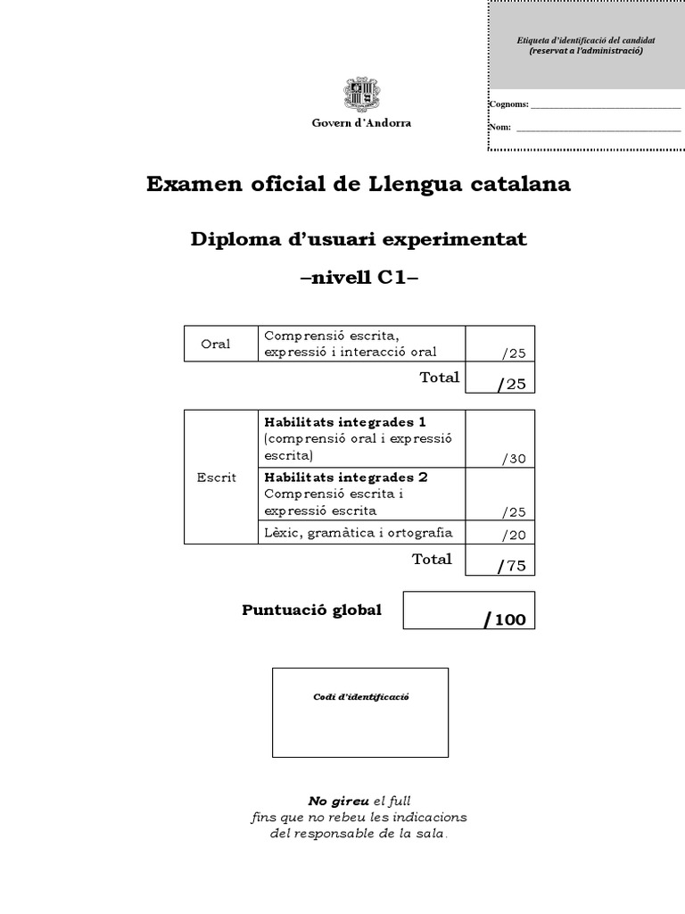 C1 Model Examen | PDF