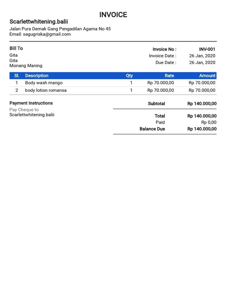 Invoice INV 001 | PDF