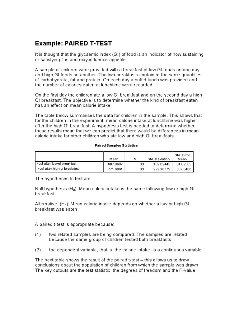 Example Paired Ttest PDF | Download Free PDF | Statistical Hypothesis ...