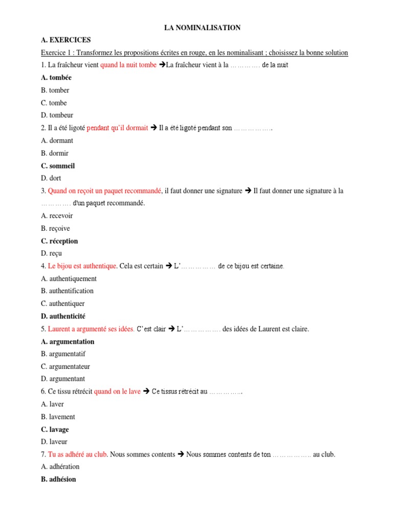 La Nominalisation | PDF | Échecs