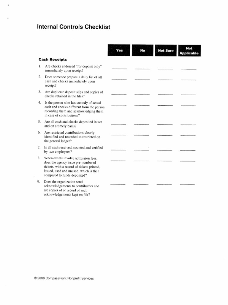 2026-CP Internal Controls Checklist PDF | PDF