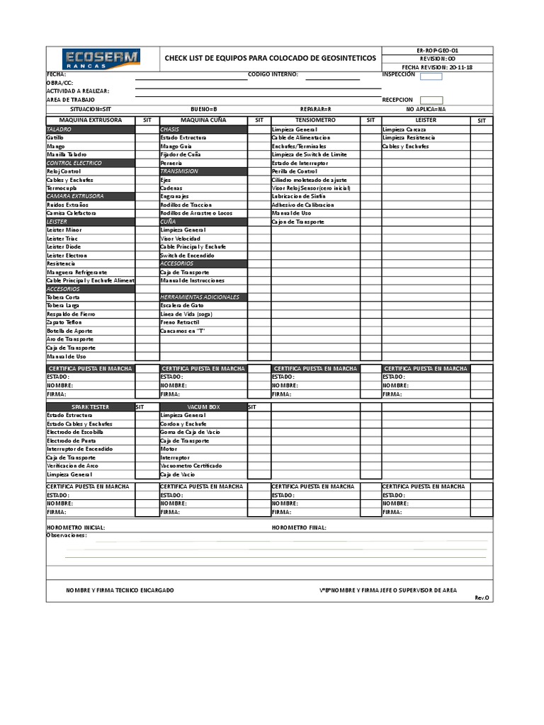 Check List de Equipos - Geo | PDF | Vehículos | Bienes manufacturados