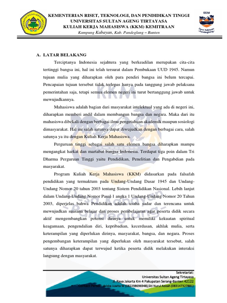 Contoh Proposal Kuliah Kerja Nyata (KKM) | PDF