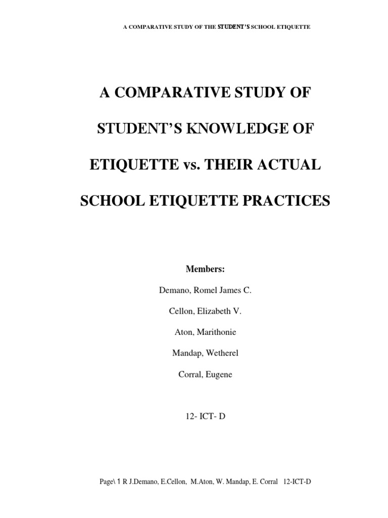 Chapter 1-3 FINAL | PDF | Research Design | Etiquette