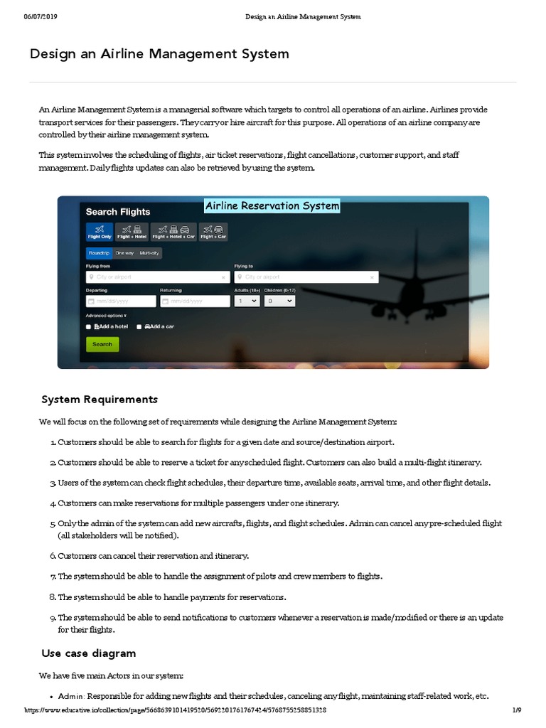 Airline Management System Design Overview | PDF | Class (Computer ...