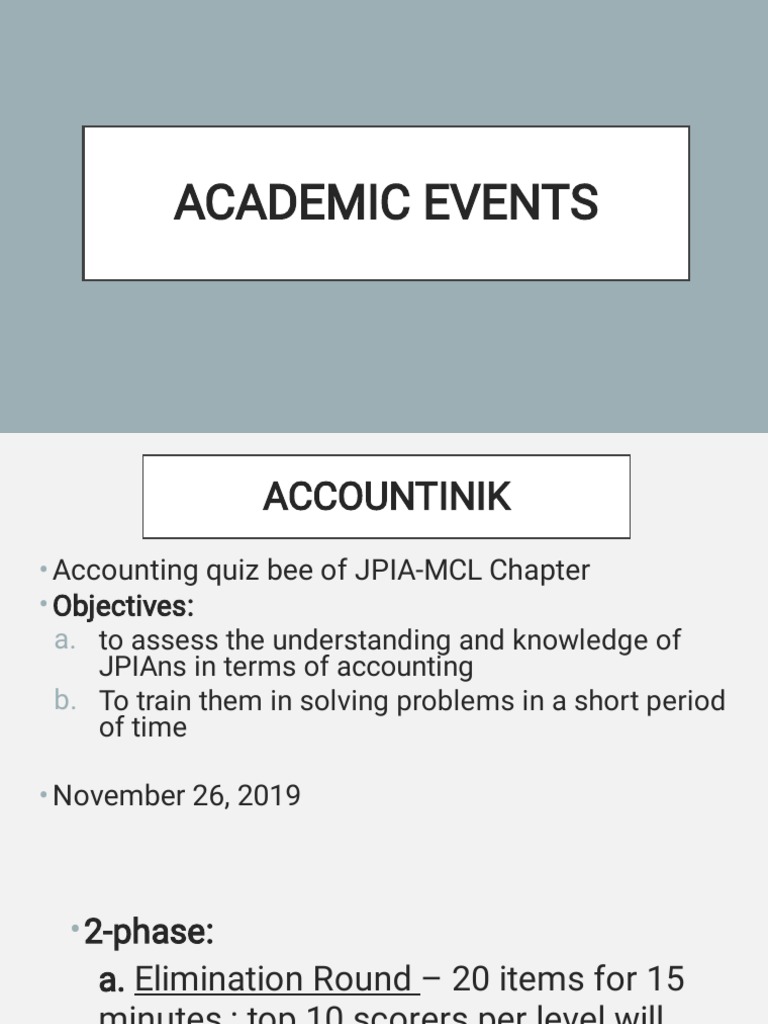 JPIA-MCL Academic-Events | PDF | Management Accounting | Accounting