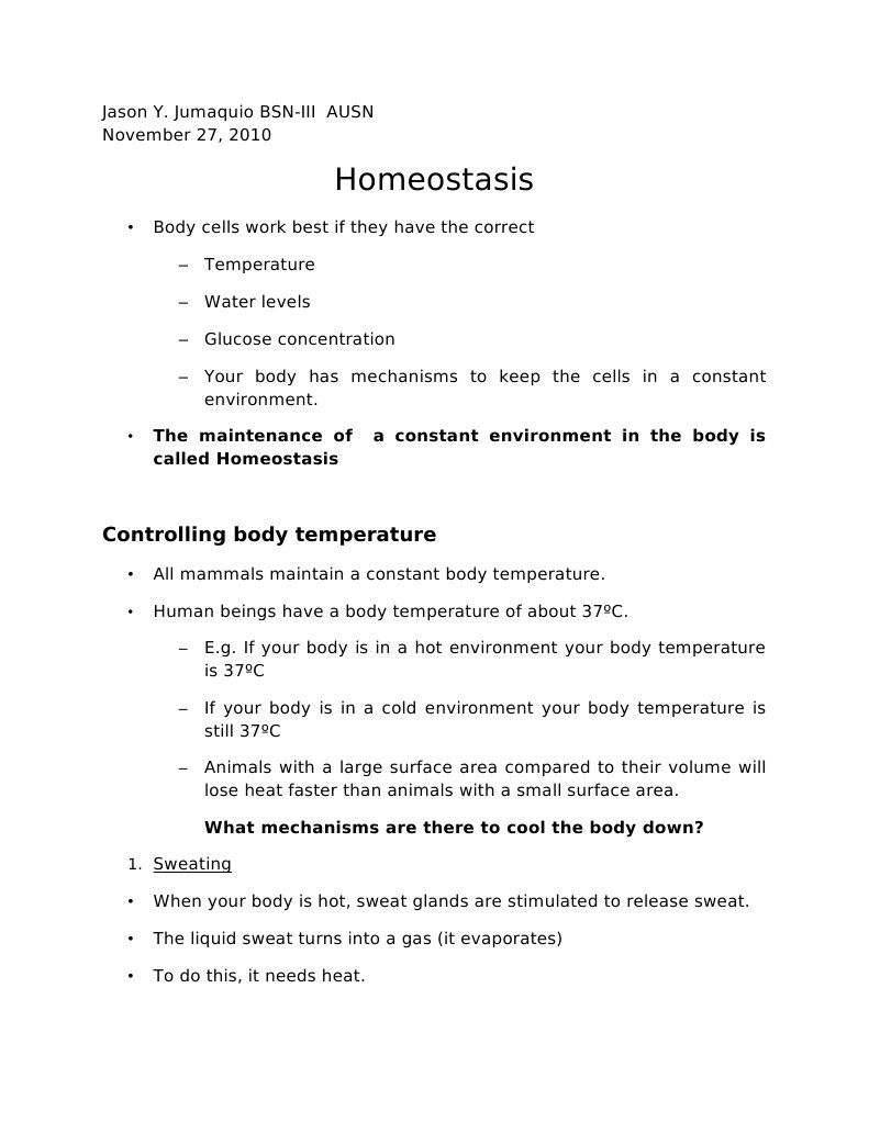 Homeostasis: Controlling Body Temperature | PDF | Kidney | Skin