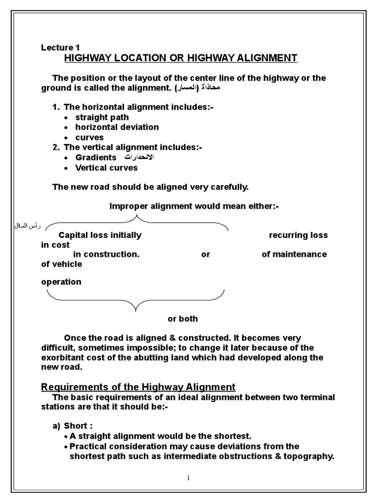 Lecture 1 HIGHWAY LOCATION OR HIGHWAY ALIGNMENT | PDF | Road | Topography