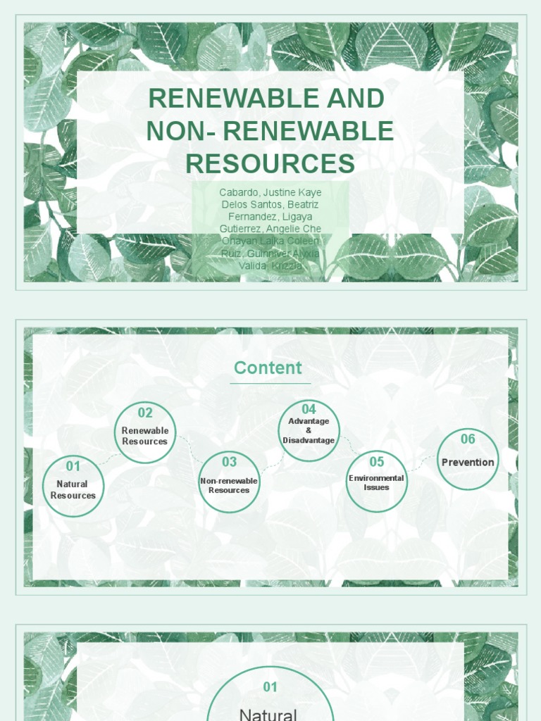 Renewable vs Non-Renewable Resources | PDF | Renewable Resources | Resource