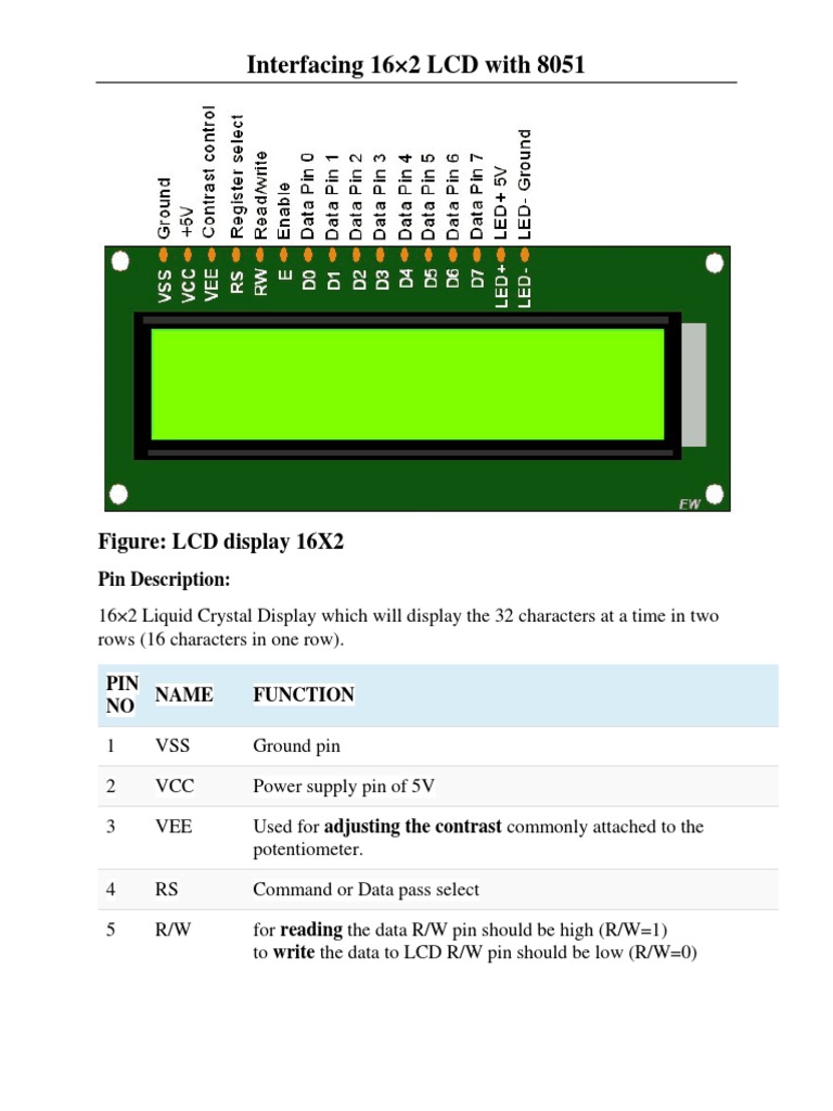 LCD Interfacing | PDF | Liquid Crystal Display | Electrical Engineering