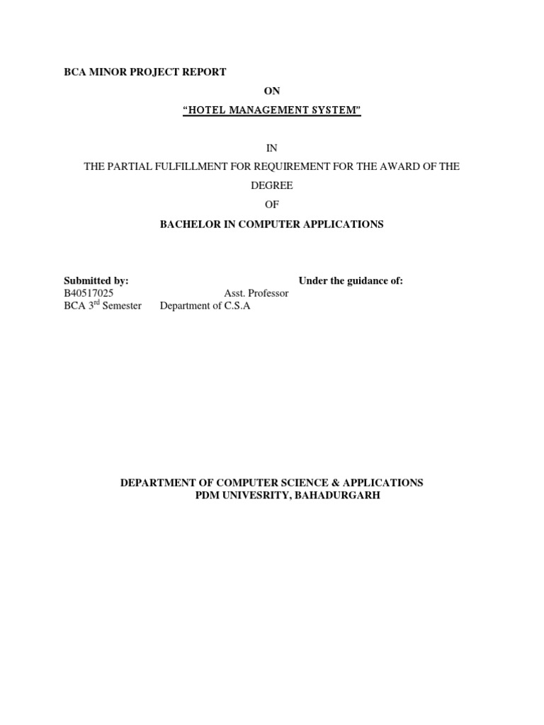 Bca Minor Project Report | PDF | Feasibility Study | System