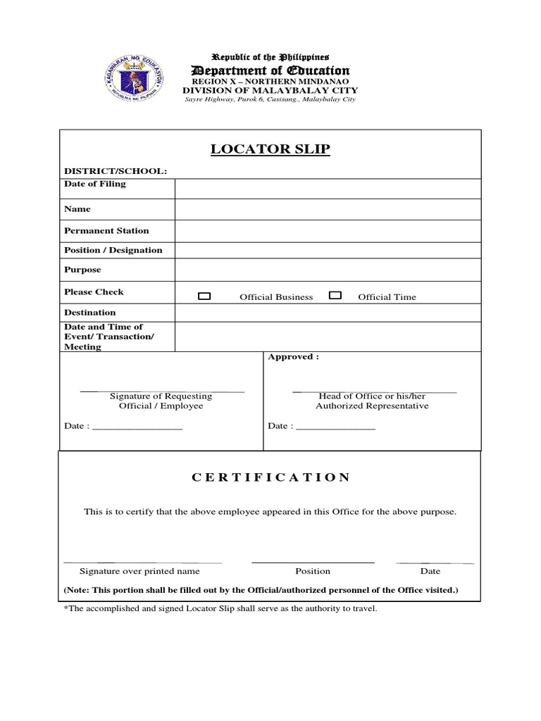 Locator Slip | PDF | Career & Growth