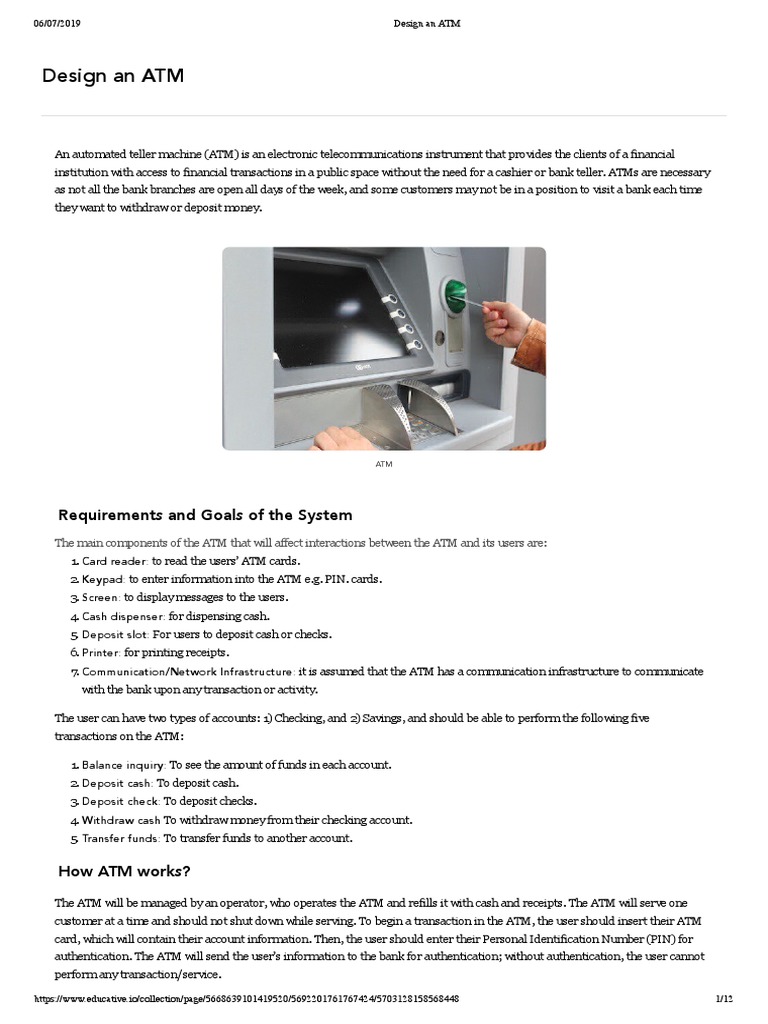 Design An ATM | PDF | Automated Teller Machine | Personal Identification Number