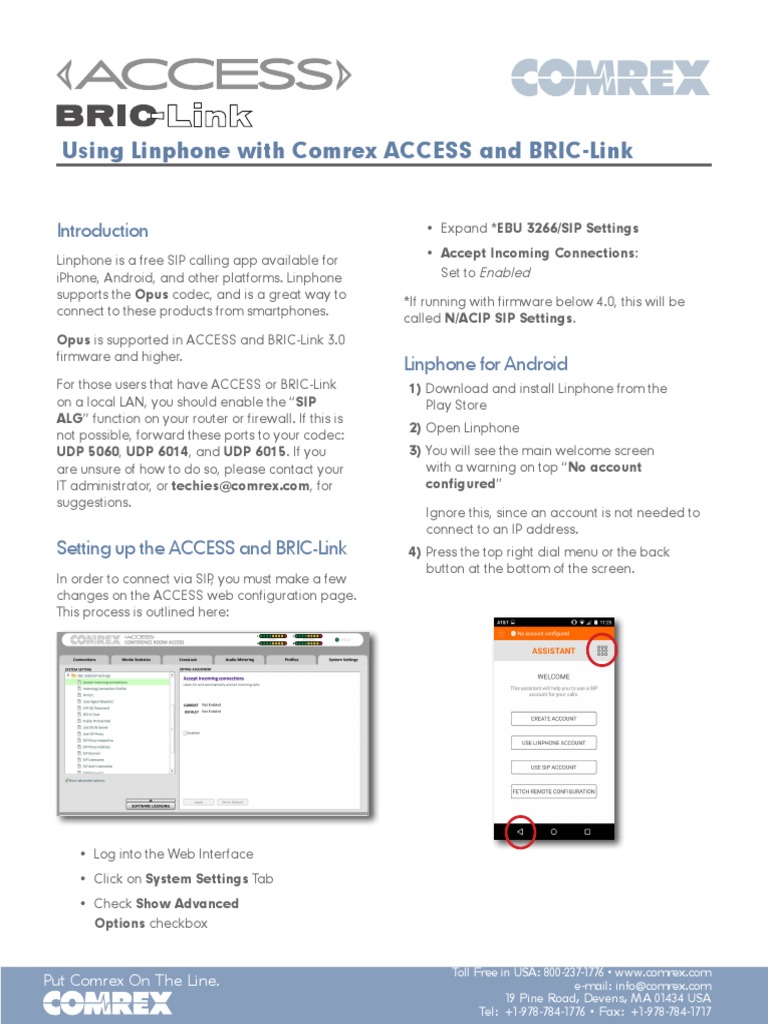 Linphone Technote For ACCESS and BRIC Link | PDF | Session Initiation Protocol | Android ...