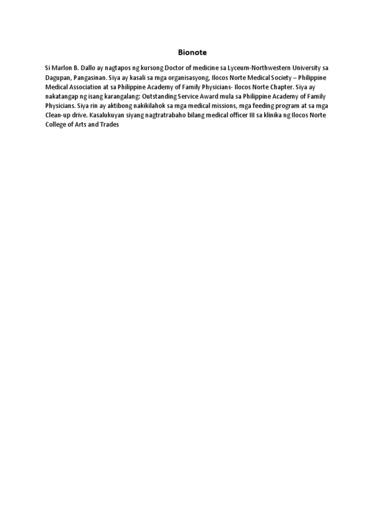 Bionote | PDF