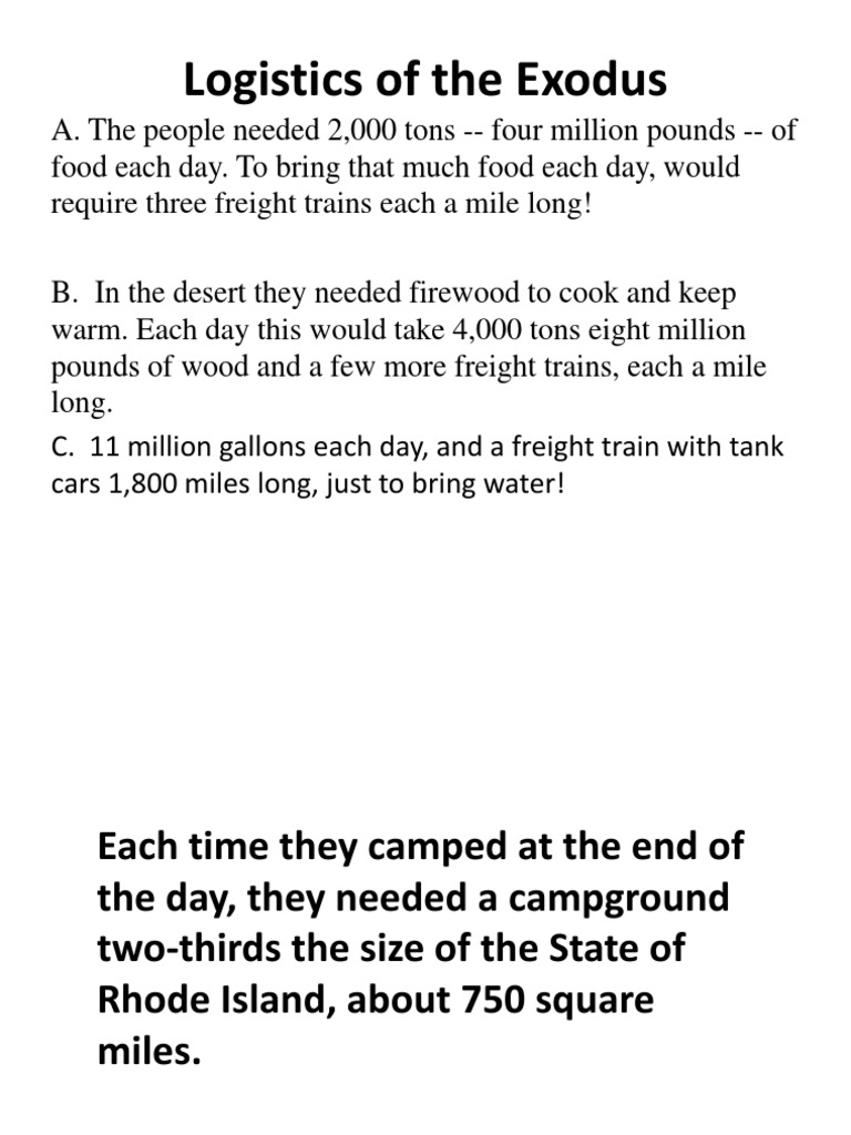 Logistics of the Exodus Journey | PDF | Ten Commandments | Mitzvah